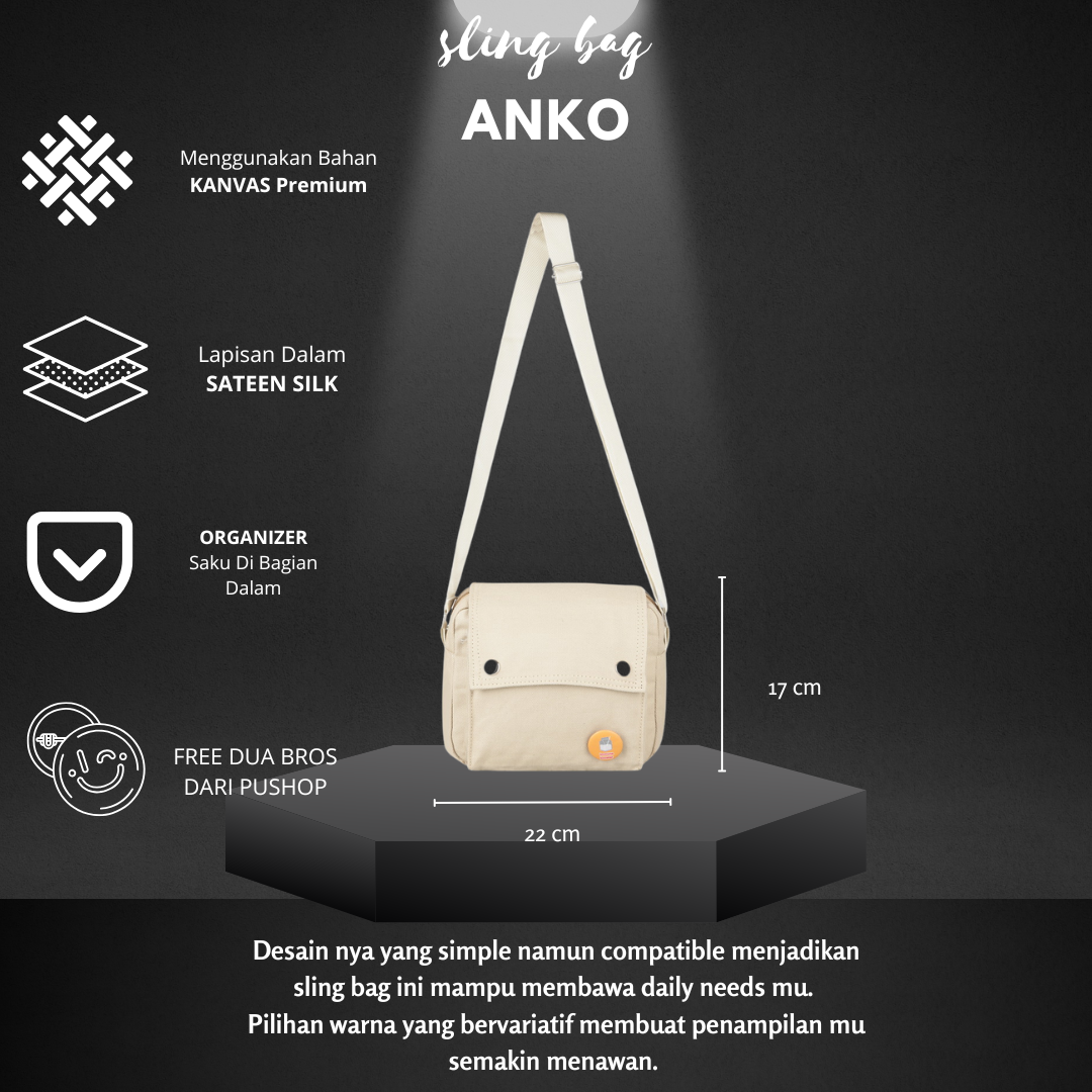 Pushop - Anko Canvas Slingbag Sling Bag - Unisex (FREE PIN) | Shopee ...