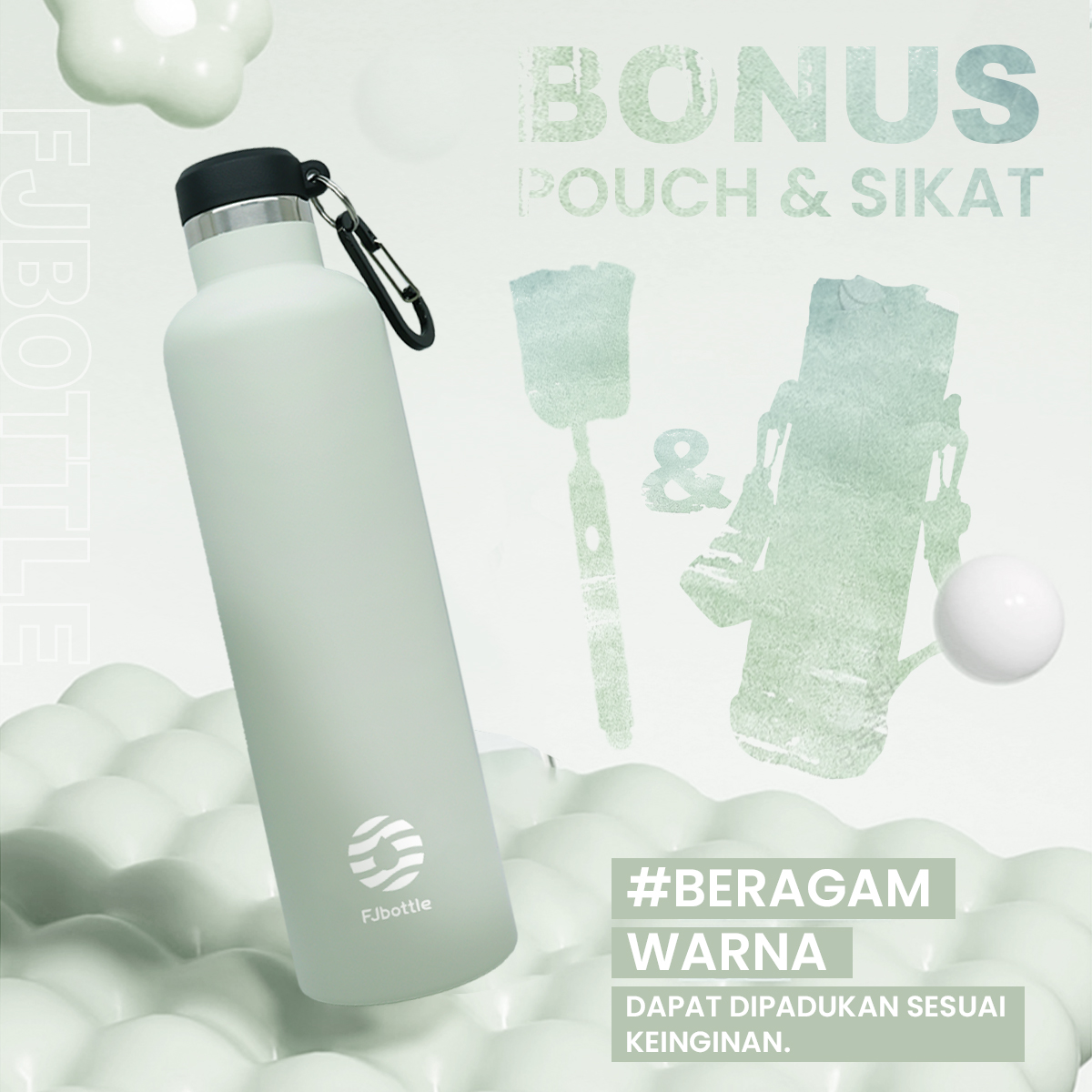 FJbottle - 1Liter Soft Colors Stainless Steel Sports Tumbler Drinking ...