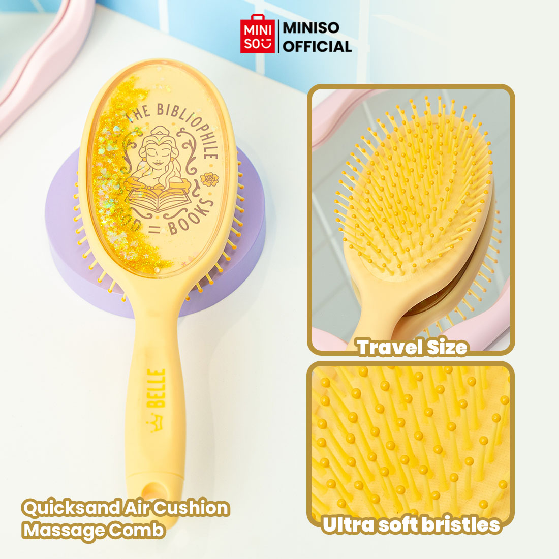 Miniso x Disney Princess Collection Massage Comb Glitter Massage Paddle ...