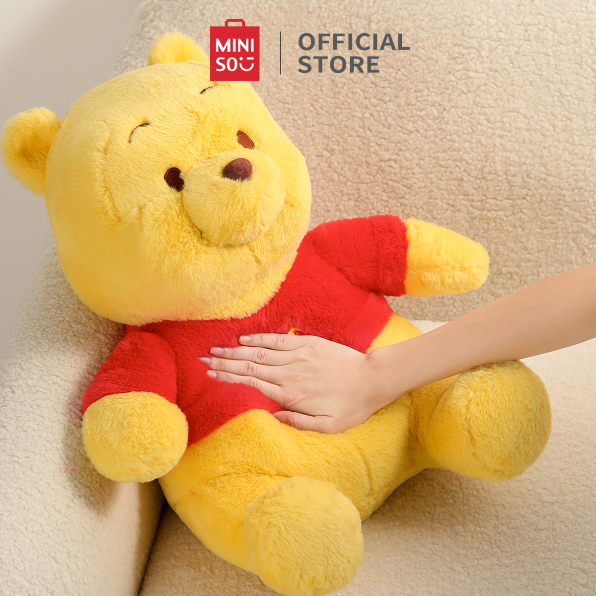 MERAH MINISO x Disney Winnie the Pooh Plush Doll Sitting Cute Bear Doll ...
