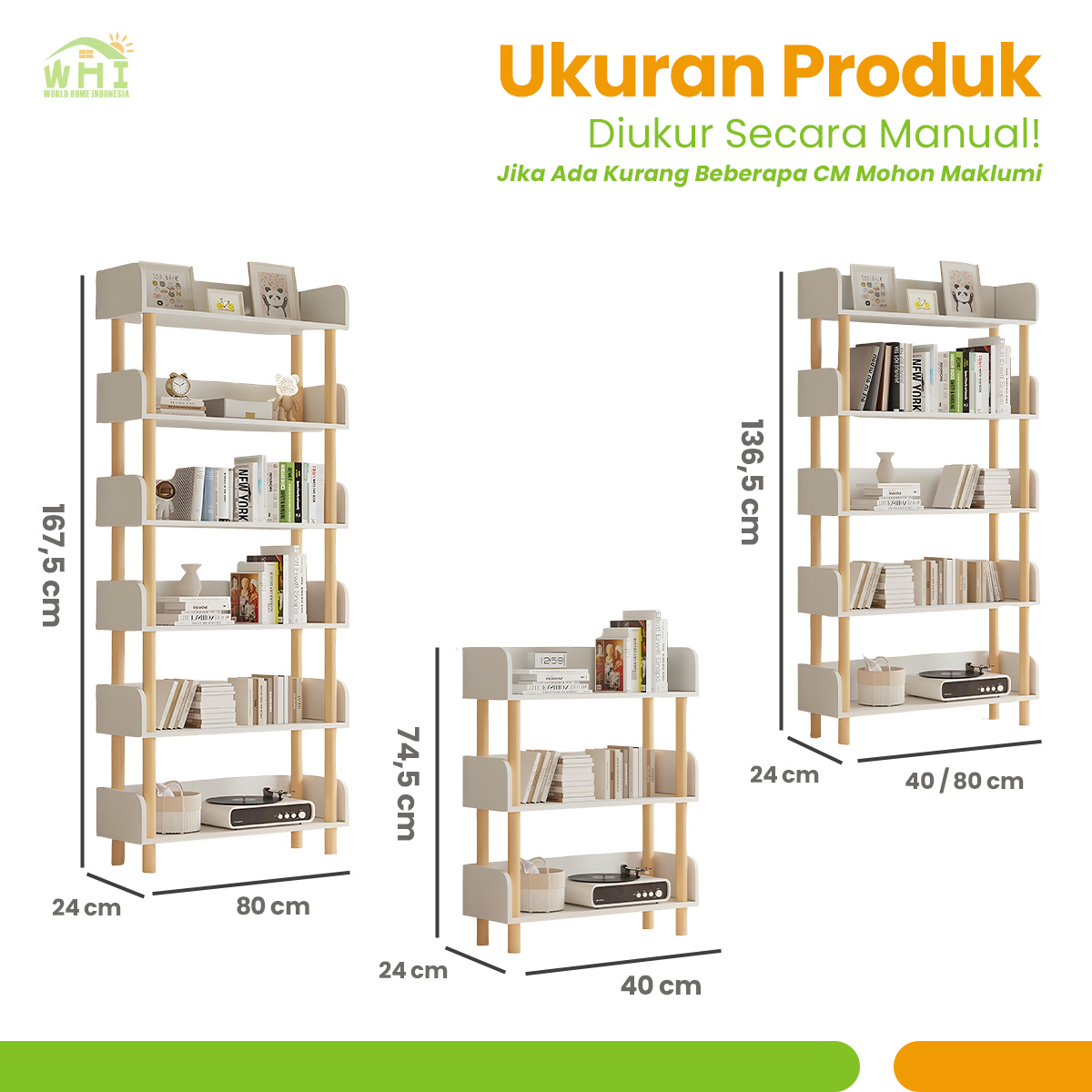 KAYU World Home Minimalist Bookshelf 6 Tiers Wooden Stacking Shelf ...