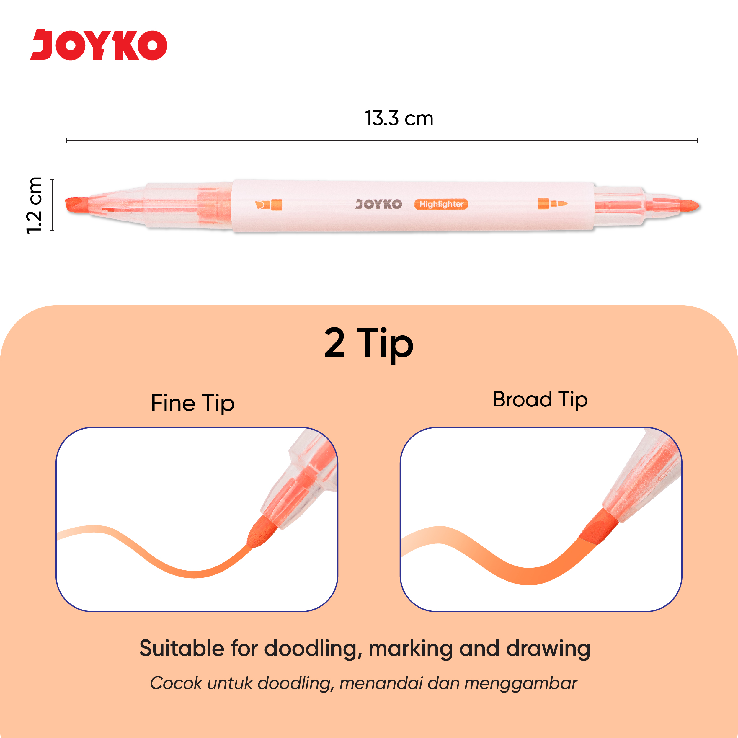 Joyko HL-100 Highlighter Colored Marker 1 Set of 6 Fluorescent Colors ...