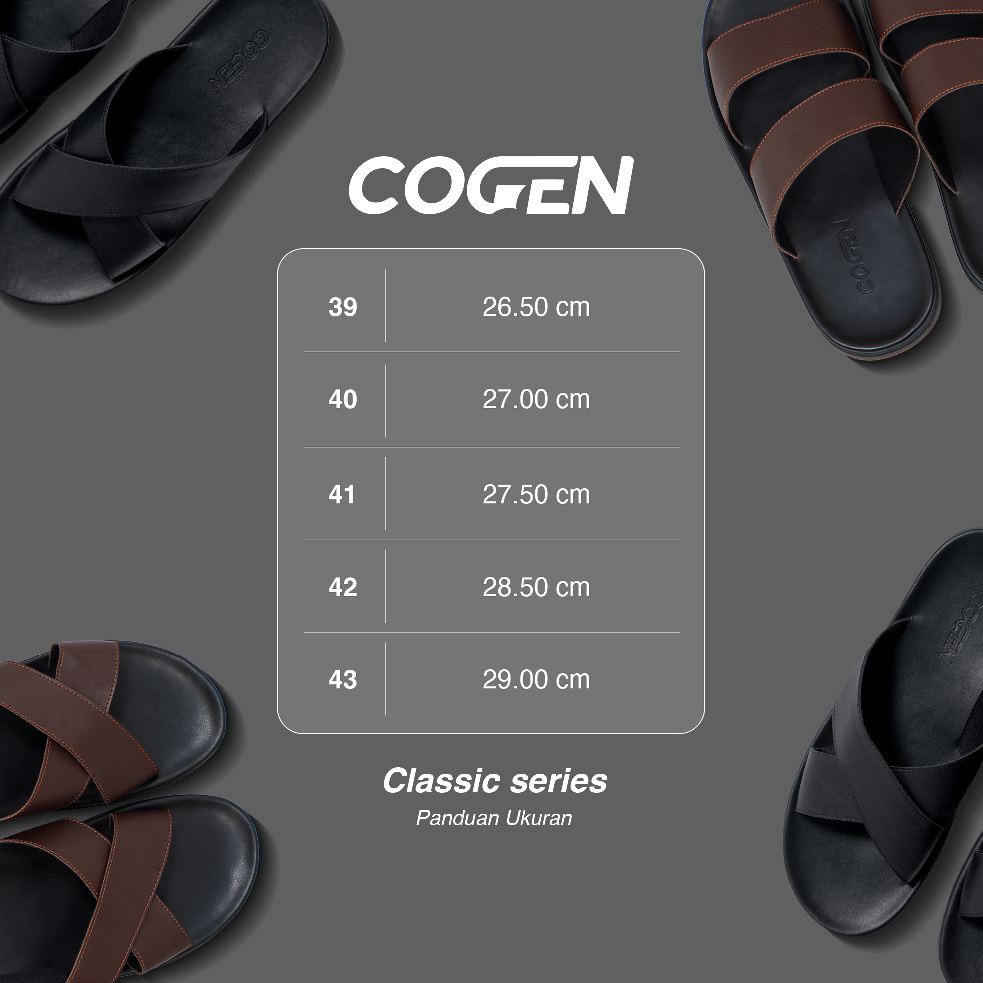 Men's Leather Sandals Cogen Classic Brown Slop Sandals | Shopee Malaysia