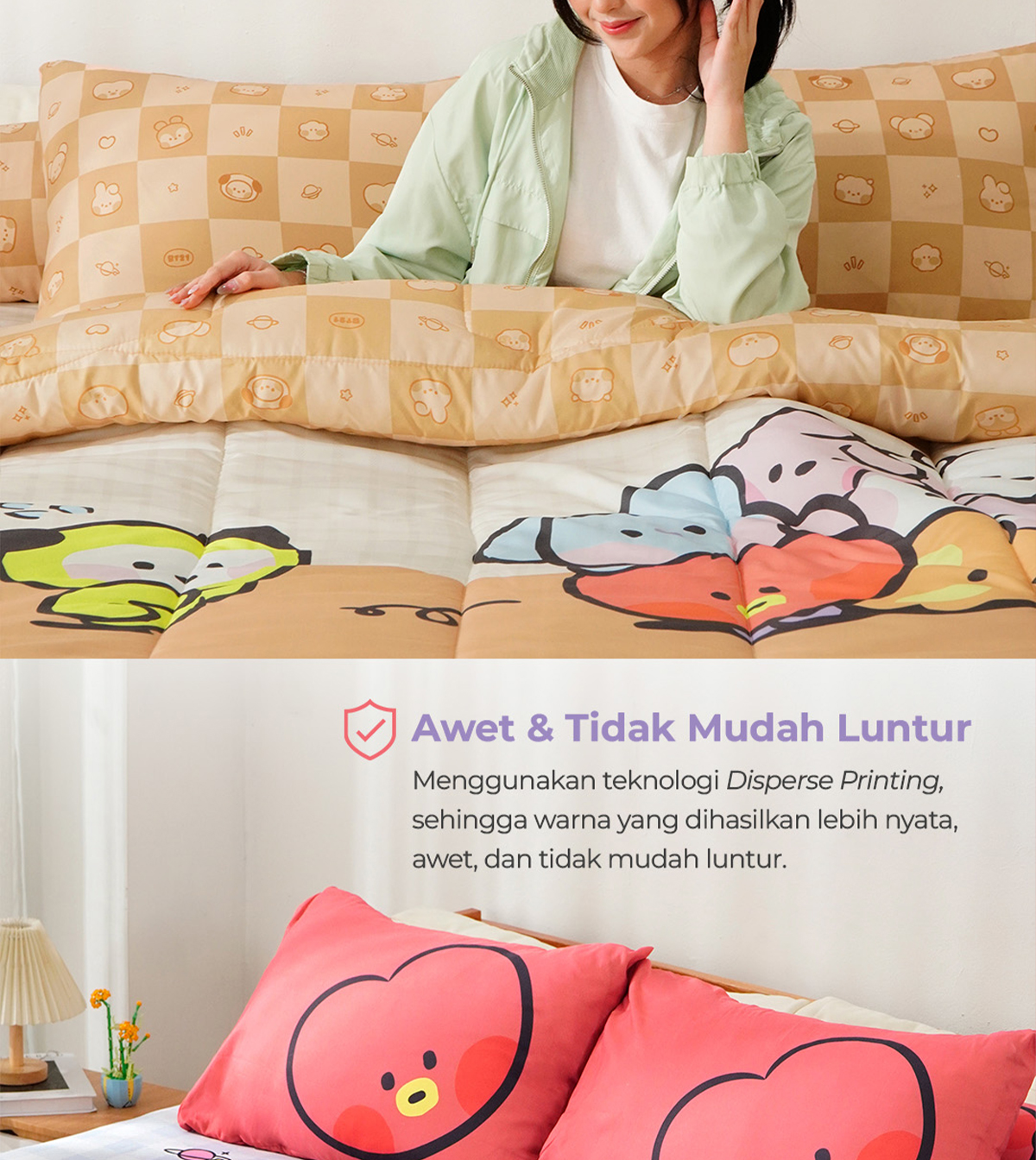 Bt21 minini Bed Sheet Fitted 160x200 Queen KOYA RJ SHOOKY MANG CHIMMY ...
