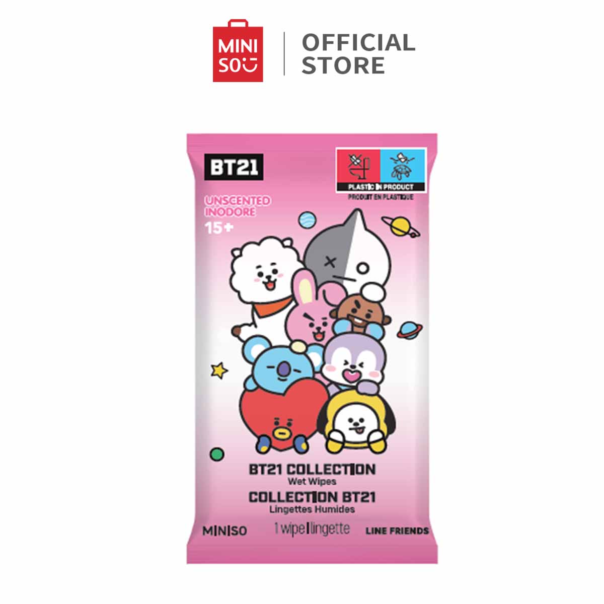 Miniso X BT21 Collection Wet Tissue Wet Tissue 10 Sheets Wet Wipes ...