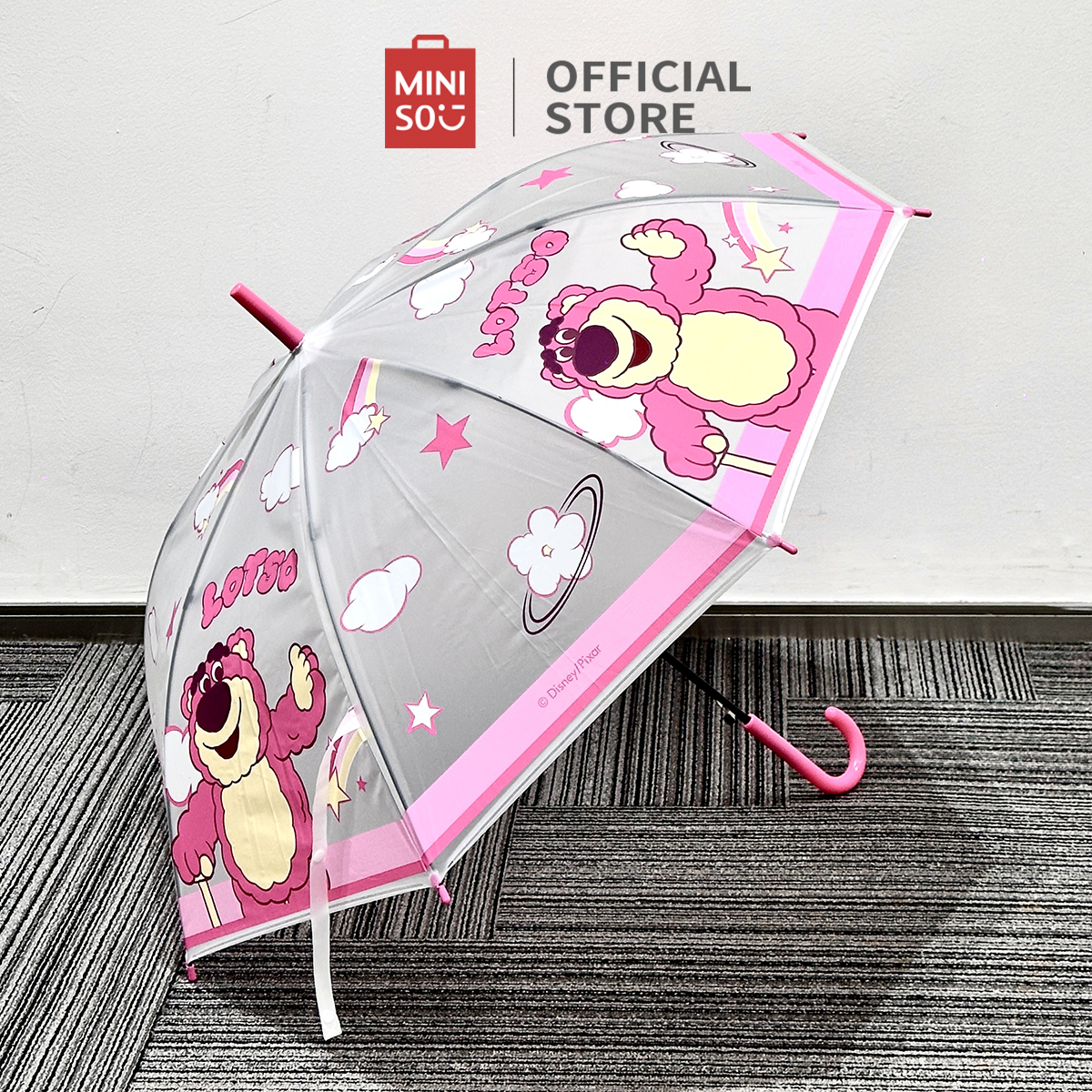 Miniso X Disney Pixar Umbrella Transparent Clear Folding Umbrella Lotso ...