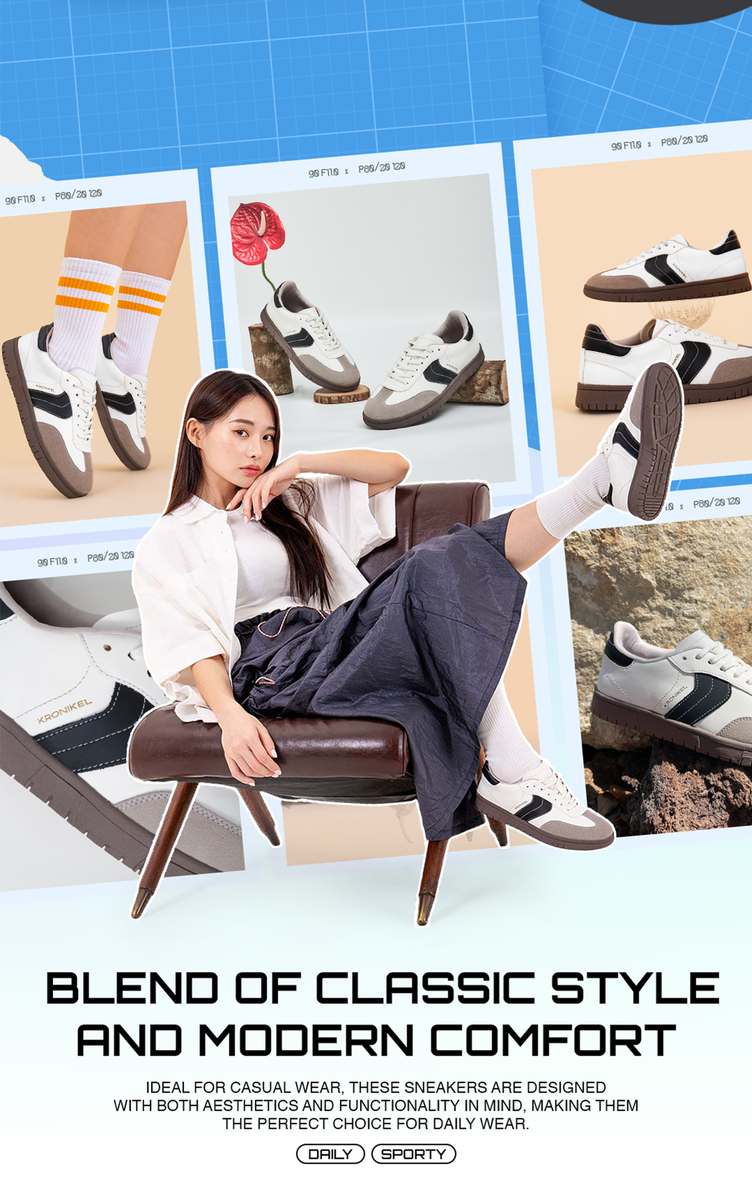 KRONIKEL VELO Women's Sneakers Casual Sport Shoes White | Shopee Malaysia