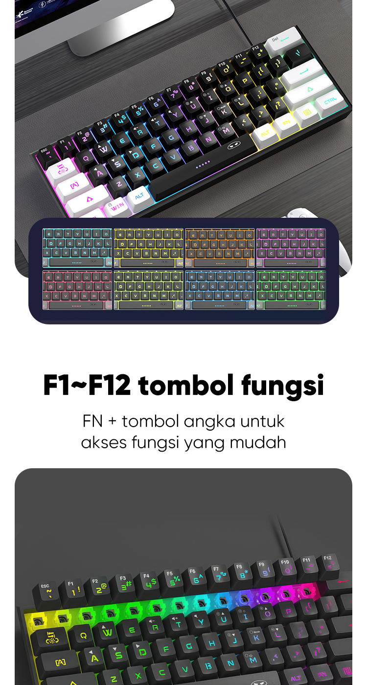 MAGEGEE Wired RGB Light 61 Keys Gaming Keyboard TS91 | Shopee Malaysia