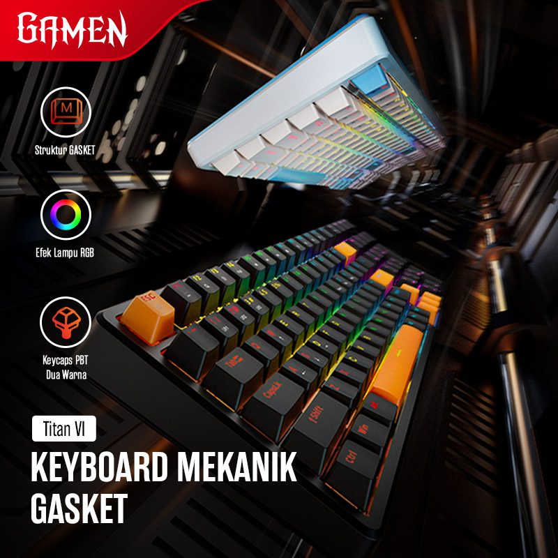 TOMBOL Gamen Mechanical Gaming Keyboard RGB Titan VI Gasket Mount ...