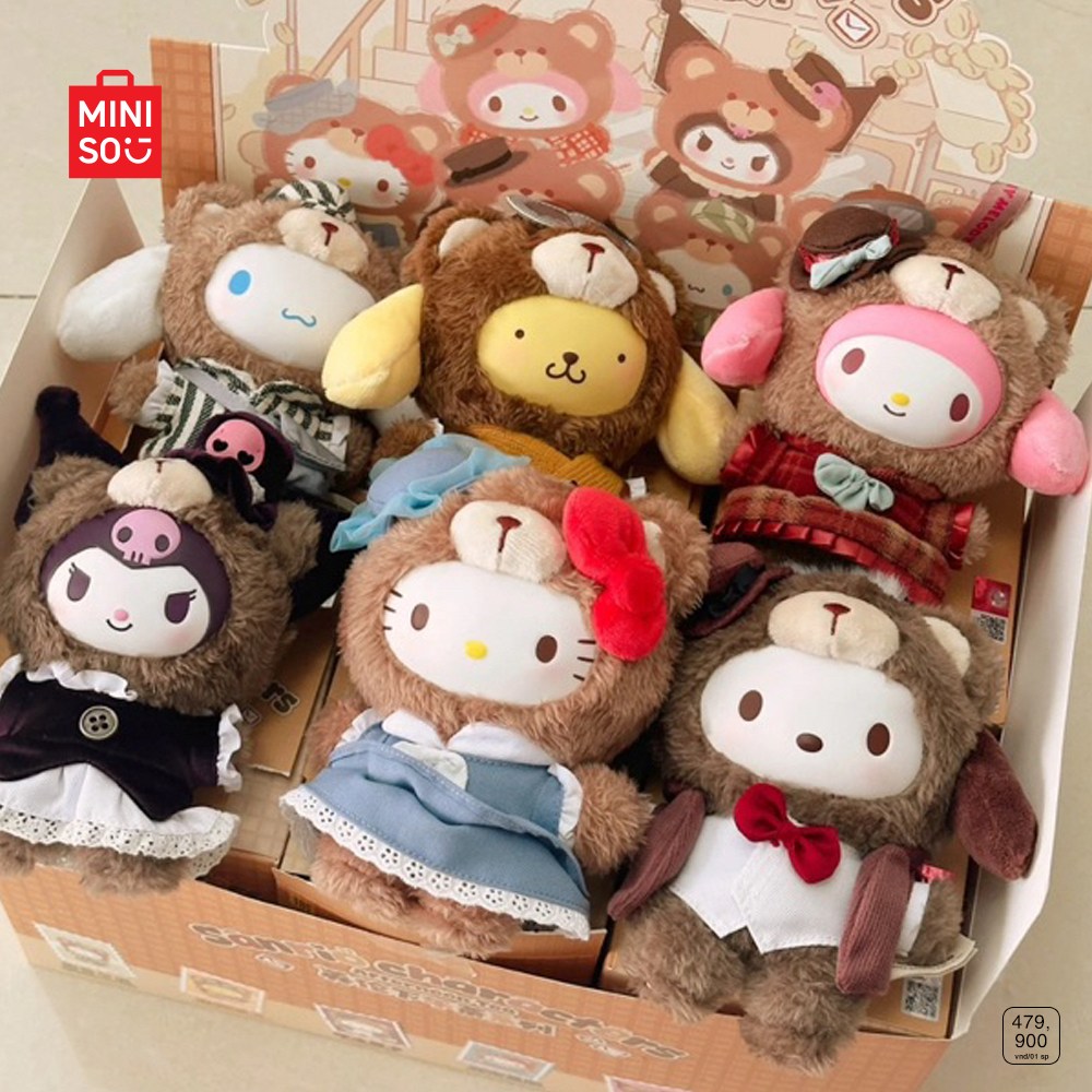 GANTUNGAN Miniso X Sanrio Family British Afternoon Tea Vinyl Face Plush ...