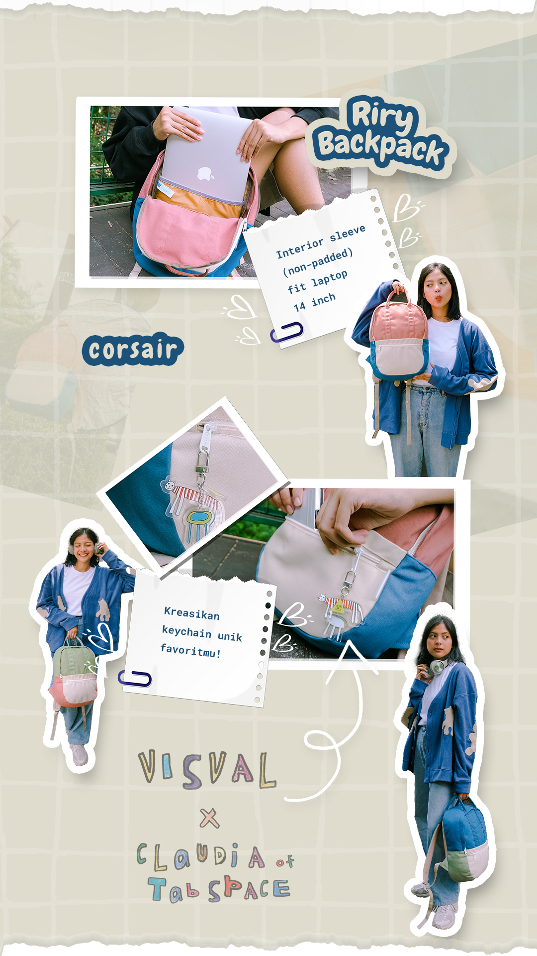 School Bag - Riry Backpack - Visval - Light Weight Backpack | Shopee ...