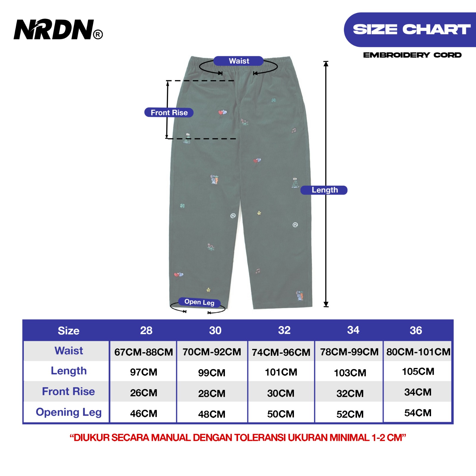 NRDN Clothing Corduroy EMBROIDERY CORD PANTS | Shopee Malaysia