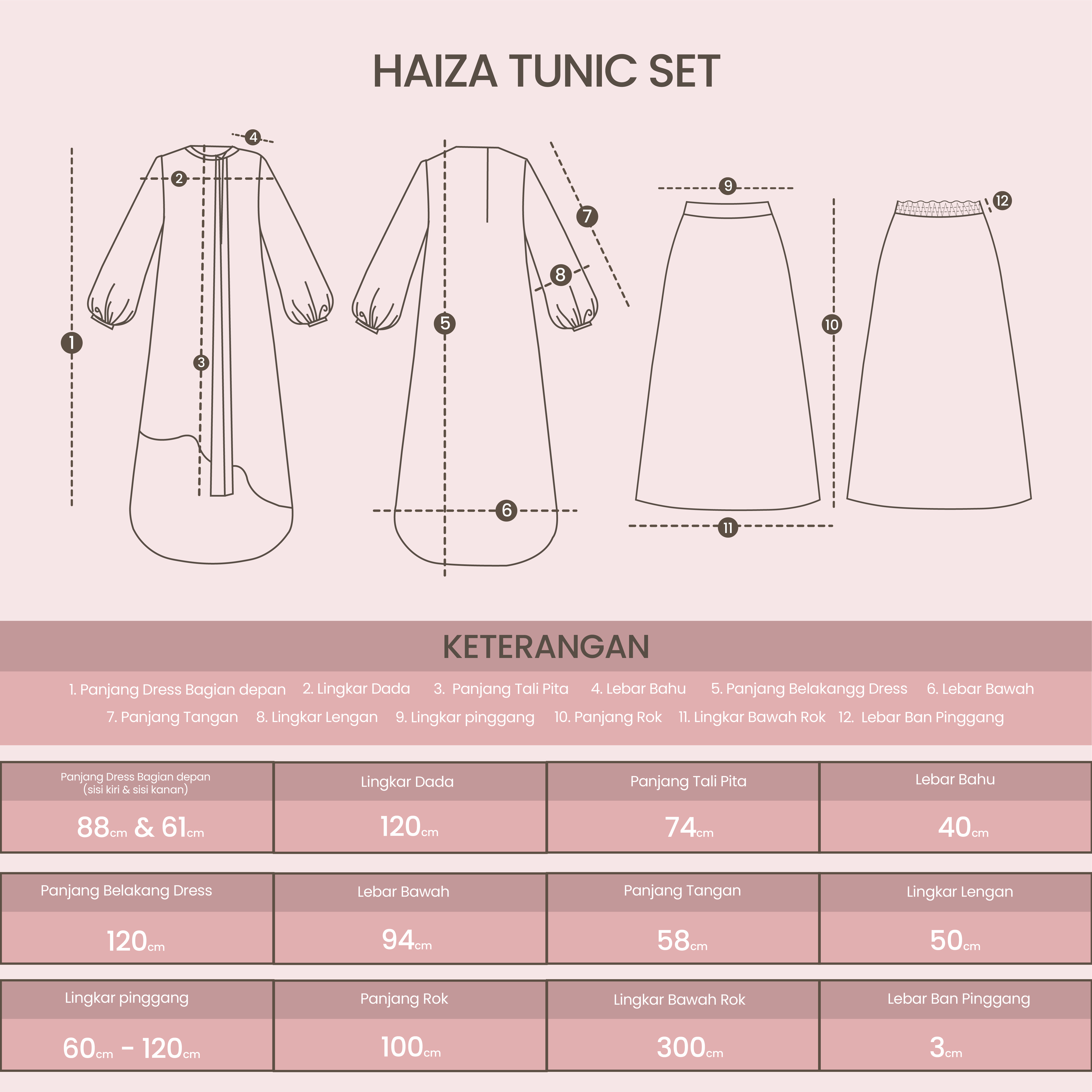 Lozy Hijab - Haiza Tunic Set (One Set Tunic Dress and Malay Skirt ...