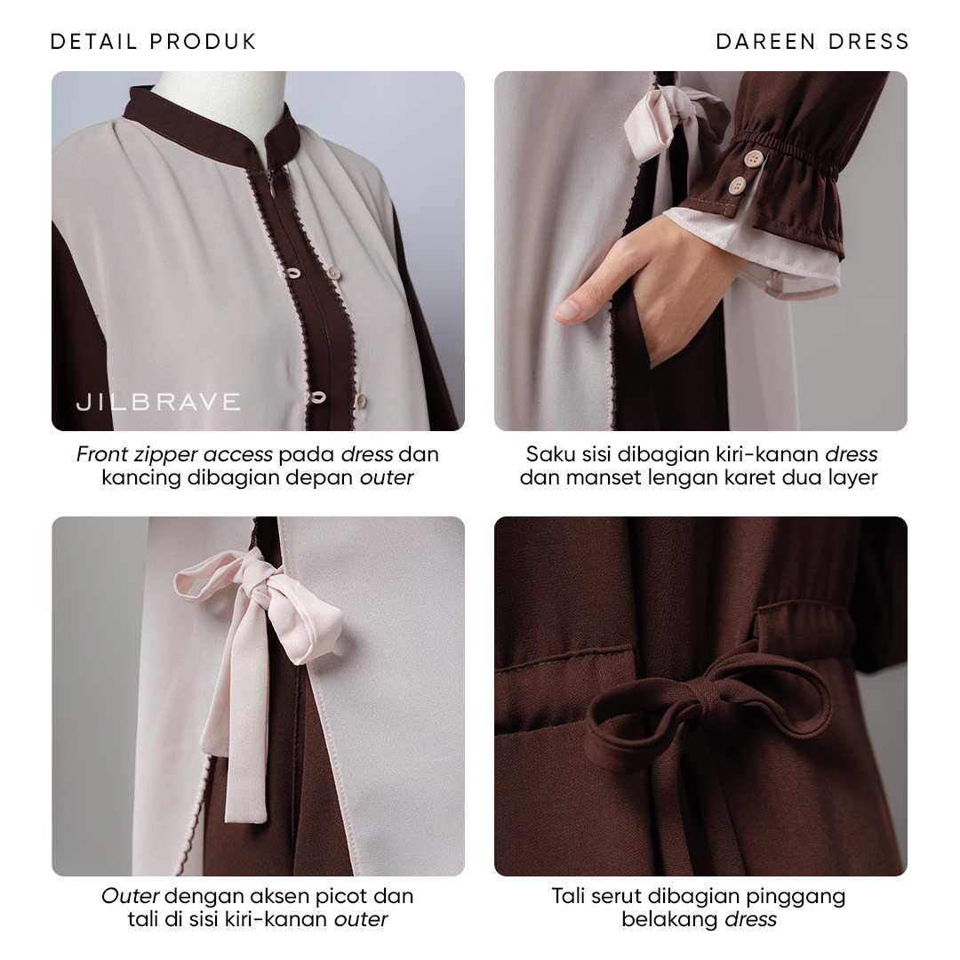 JILBRAVE Dareen Dress Gamis Outer Minimalist Basic Daily Umrah | Shopee ...