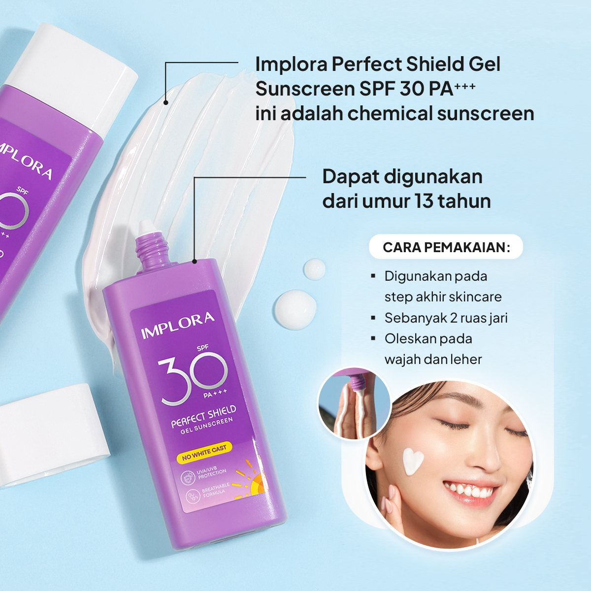 Implora Perfect Shield Gel Sunscreen SPF 30 PA+++ | Facial Sunblock ...