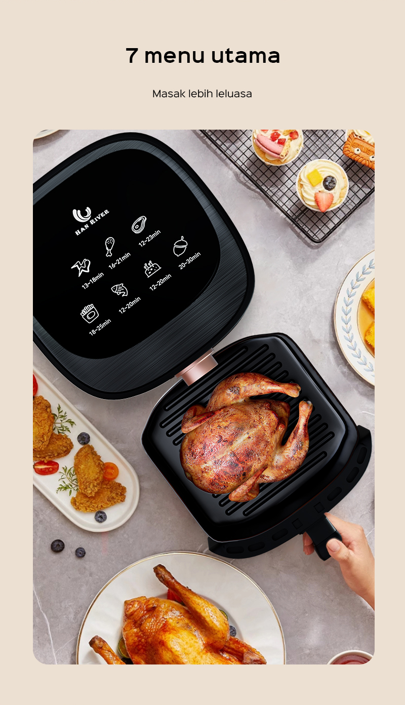 HAN RIVER Air Fryer 3.5L 500w Low Power Pink Electric Multifunction Oil ...