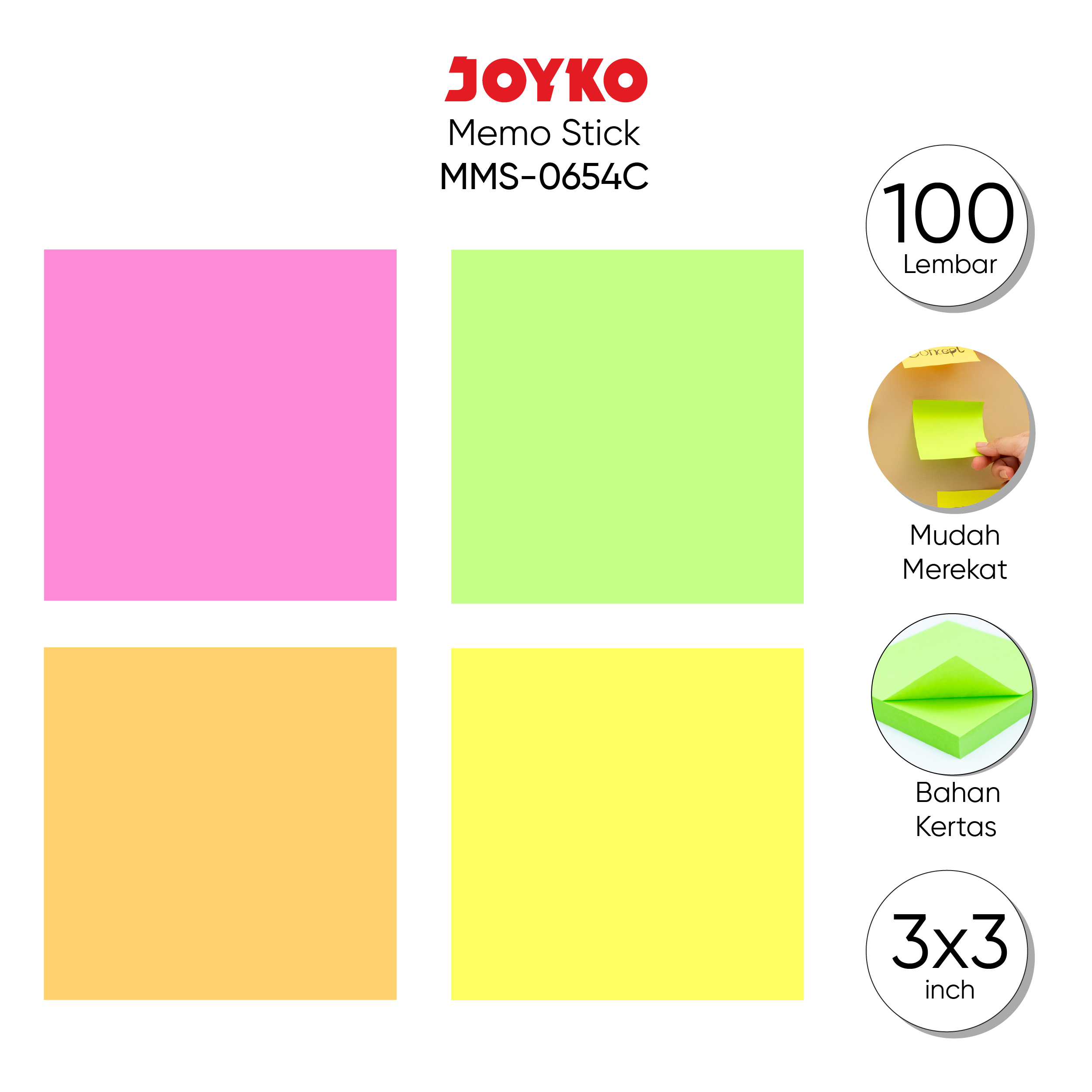 Memo Stick Sticky Note/ Memo Paper/ Joyko MMS-0654C Sticky Memo ...