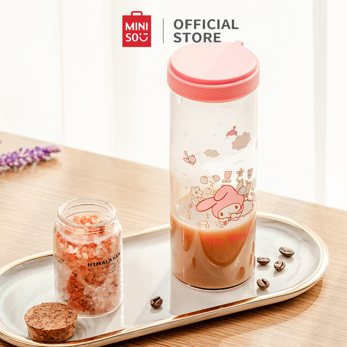 Miniso Sanrio characters High Borosilicate Glass Bottle with Handle ...