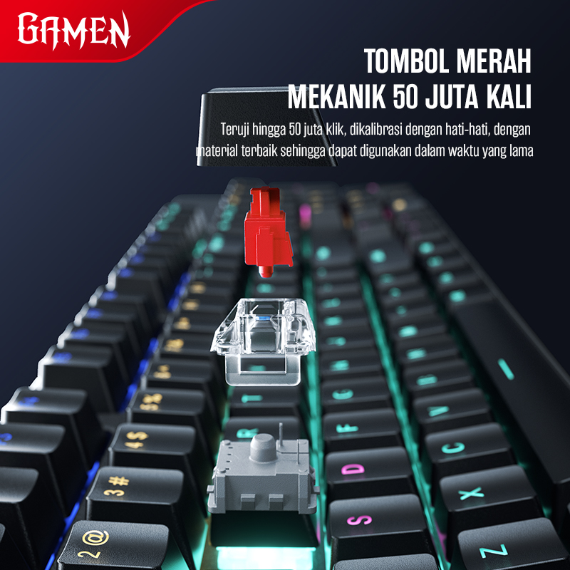 GAMEN Titan 8 Gaming Keyboard Mechanical Ergonomic Keycaps RGB 3 Pin ...