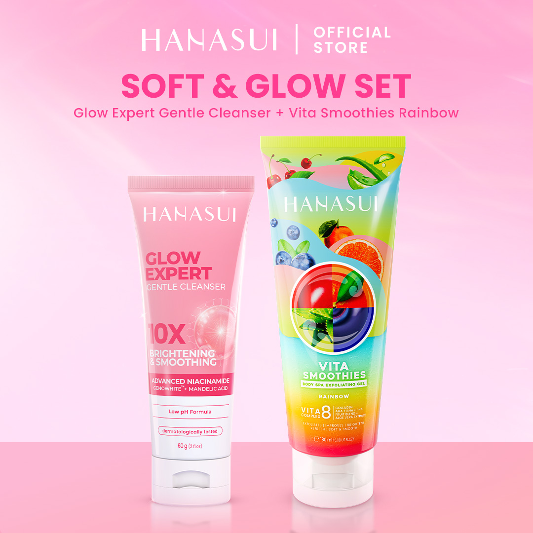 Hanasui Soft & Glow Set (Glow Expert Gentle Cleanser + Vita Smoothies ...