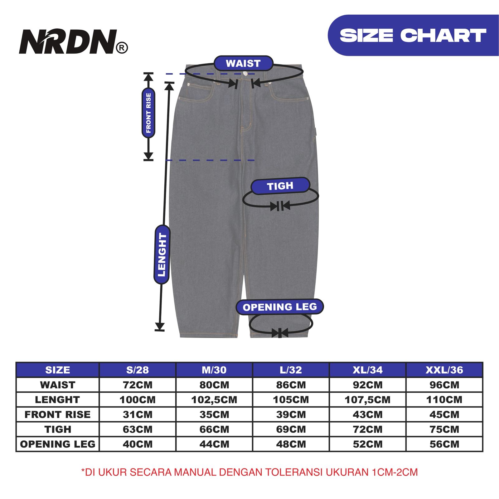 NRDN Clothing BUSTA RAW DENIM BAGGY PANTS INDIGO BLUE Seluar Baggy ...