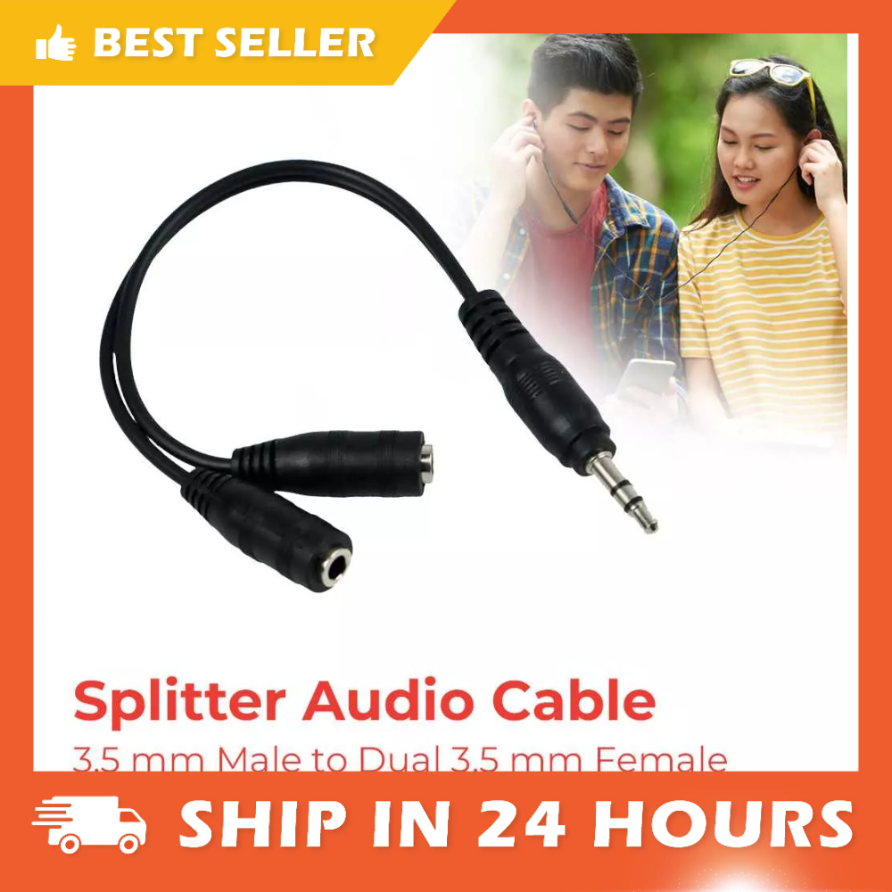 Overfly AV111 Spliter Audio Cable Stereo Extender Adapter Headset Earphone Separator 3.5 mm Male ...