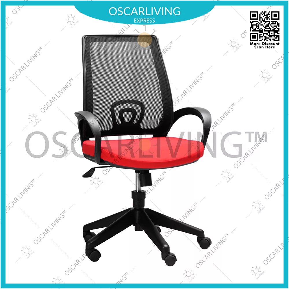 MERAH HITAM Savello Omega L Employee Work Chair Black Red Seat ...