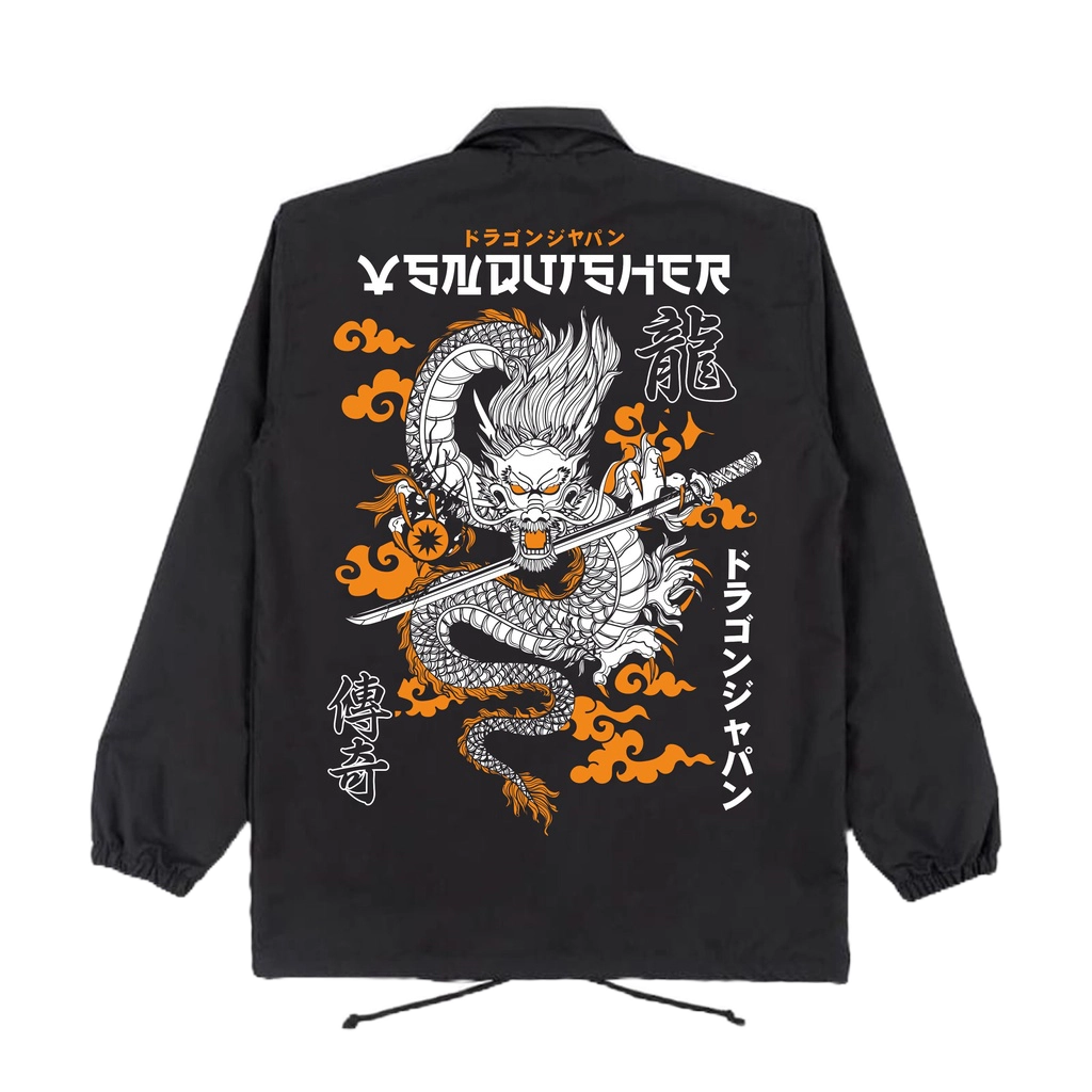 HITAM MERAH New Japanese Black Red Dragon Coach Jacket 2024 | Shopee ...