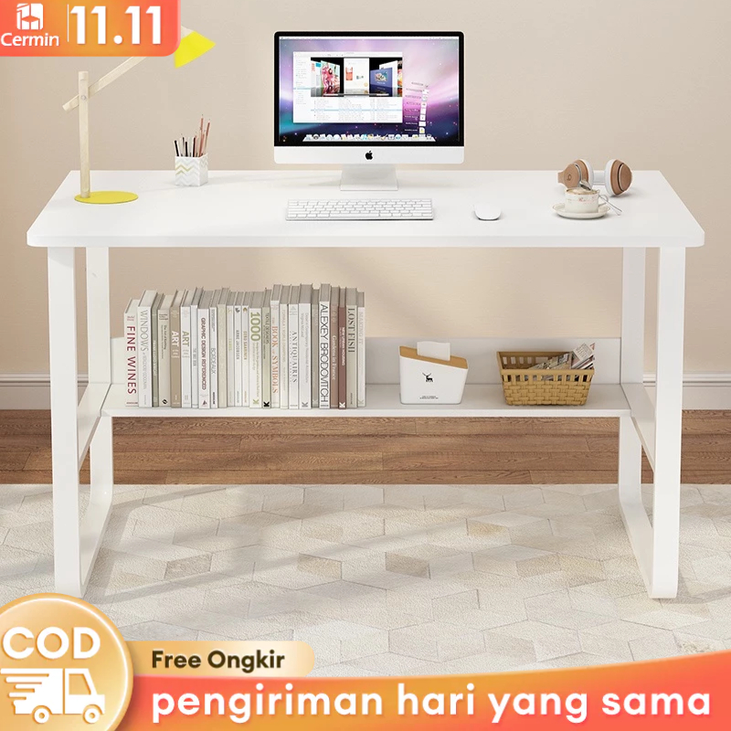 PUTIH Office Desk With Drawer Minimalist Computer Desk White Office ...