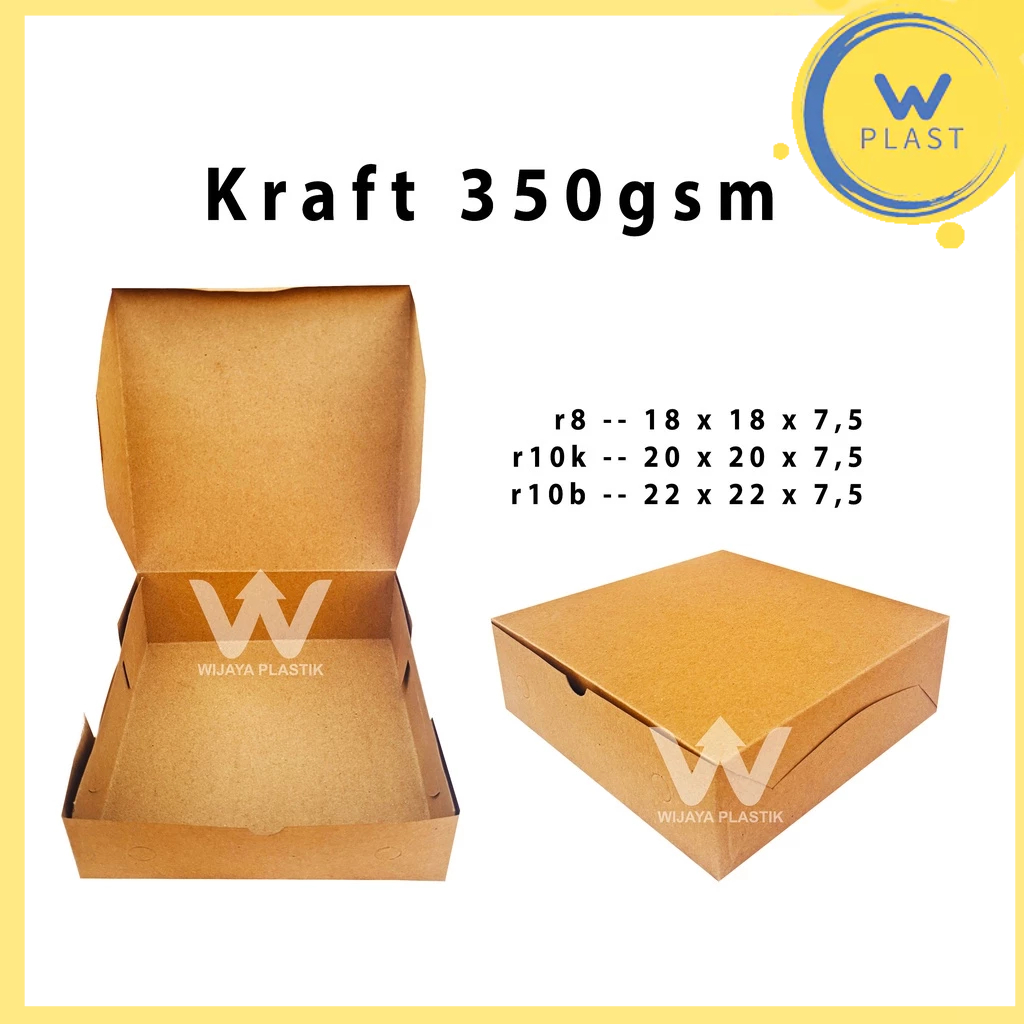 Box Duplex & Kraft R10B 22x22 350gsm | Plain Cake Rice Box Cardboard ...