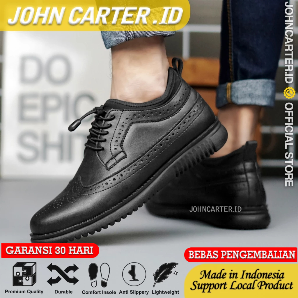 John Carter Louis Men's Black Oxford Formal Loafers | Shopee Malaysia