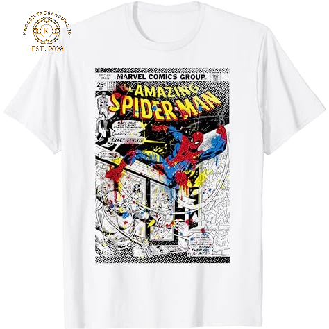Baju KAOS Cartoon Marvel Spider-Man Classic Retro Paint Splat Comic T ...
