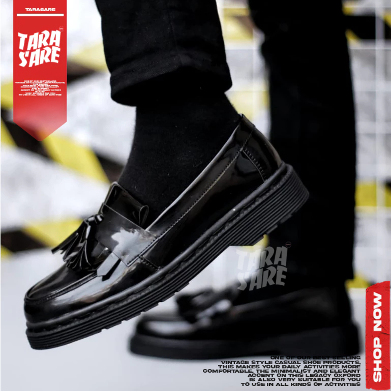 HITAM Corey - Men's Black Formal Docmart Penny Loafers Loafers | Shopee ...