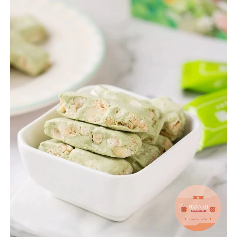 Matcha Milk Nougat Almond 80 Gram Premium Quality - Milk Nougat Candy ...