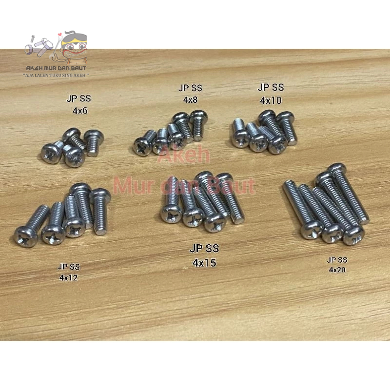 Jp Stainless 304 M4 Bolts / M4 Pan Head Bolts / JP M4 Stainless 304 ...