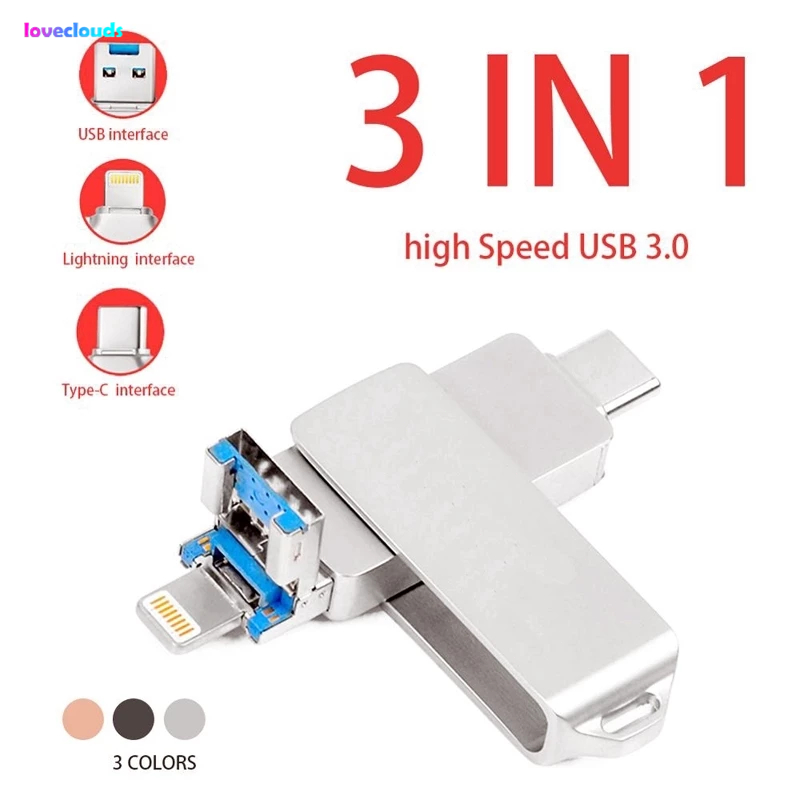 Y31c ios Type-c Flashdisk OTG 1TB Flash Drive 3 in 1 Rotation Pen Drive ...