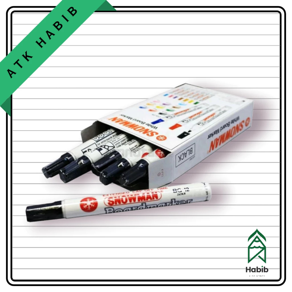 HITAM MERAH Whiteboard snowman BG-12 Marker (Black, Blue, Red) | Shopee ...