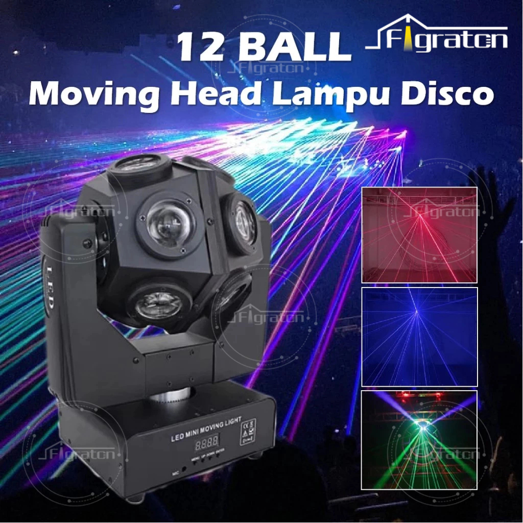 Moving Head Laser Beam 12*12WATT 12 LED Rotating Disco Lights Full ...