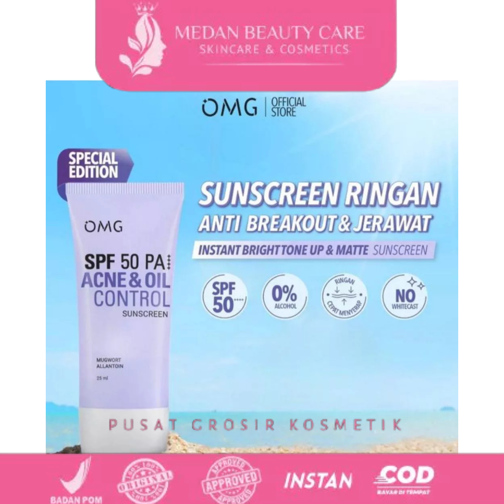 Omg Sunscreen Spf 50 PA+++ Acne & Oil Control 25ml Sunscreen Spf50 Pa ...