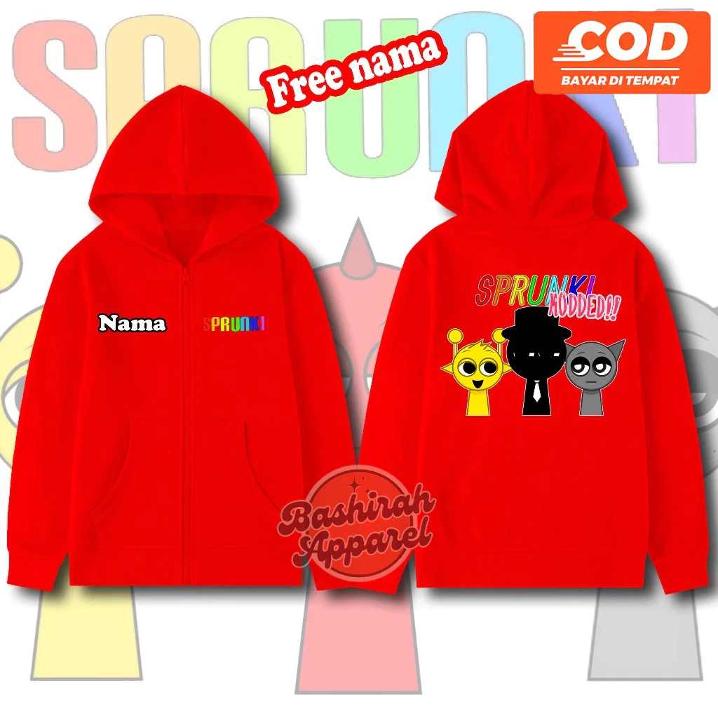 Sprunki Incredibox Zipper Children's Hoodie - Cute Jacket, Soft and ...