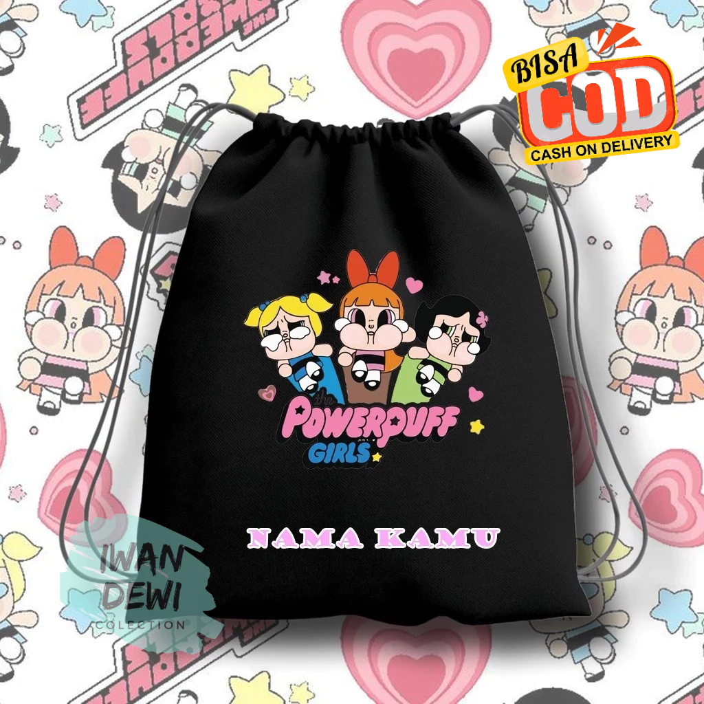 Cry Baby Powerpuff Girl Cute Character Drawstring Bag - School & Travel ...