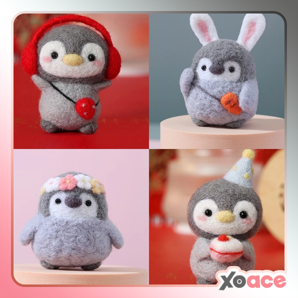 Diy Kit Animal Felt Wool Needle Poke Craft Cute Animal Penguin Doll ...