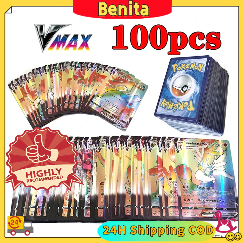 100pcs Pokemon Vmax Cards/Pokemon Cards TCG Vmax Mega EX GX/Pokemon ...
