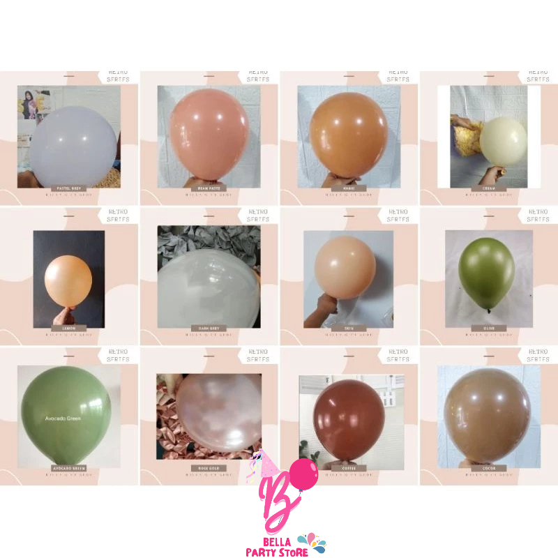 12" doff retro latex balloon | Cream chocolate balloons | 12" matte ...