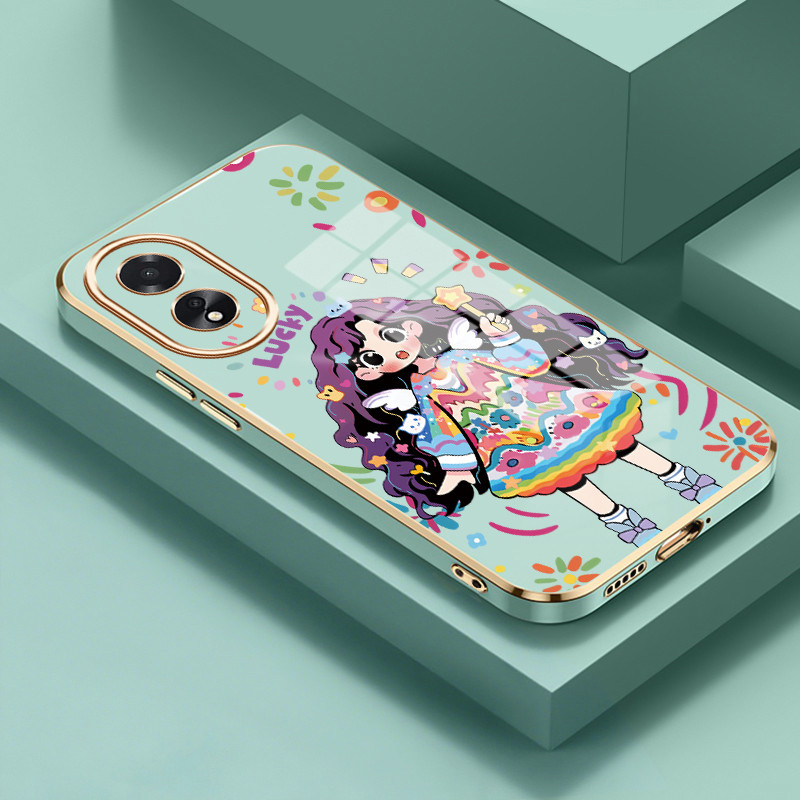 Casing For OPPO A18 A38 Case Casing Girl Rainbow Color Silicone HP ...