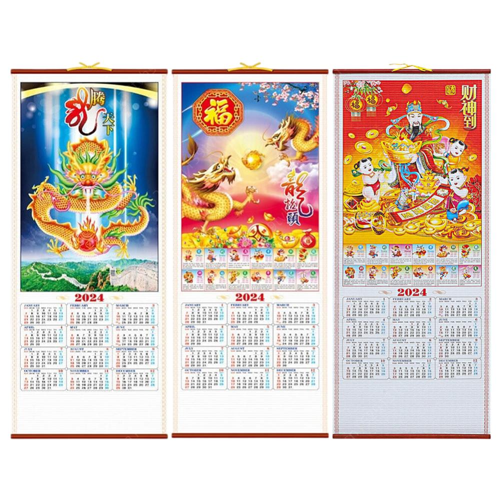2024 Year The Dragon Calendar Planner Chinese Zodiac Hanging Scroll ...