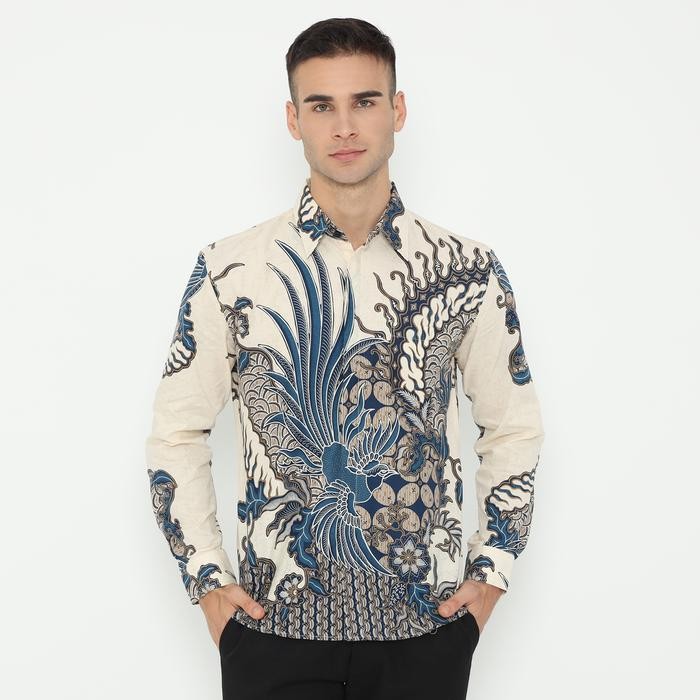 KEMEJA Enzy Batik Kalandra Slimfit Men's Batik Shirt - Beige | Shopee ...