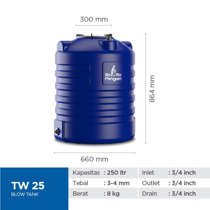 Tandon / Toren / Water Tank Penguin Blow Tank - TW 25 - 250 Liters ...