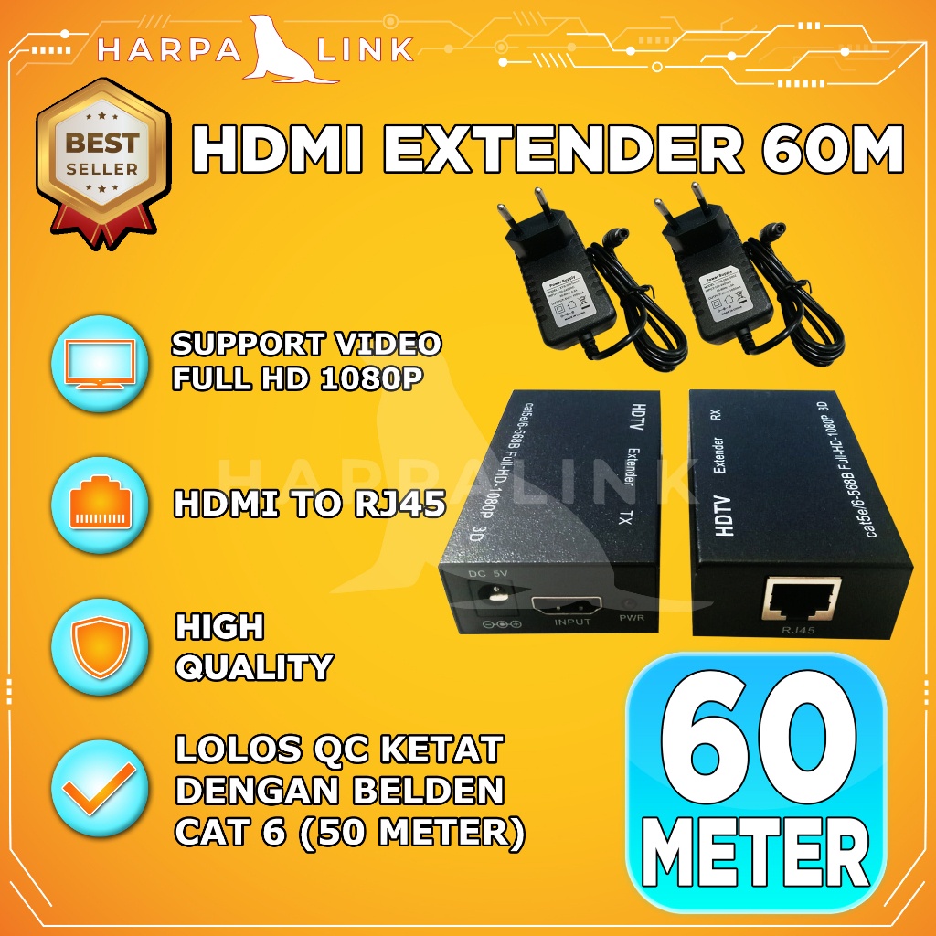 Hdmi Extender 60M Over Lan Cable RJ45 UTP Cat 6 Hdmi Lan Adapter 60 ...