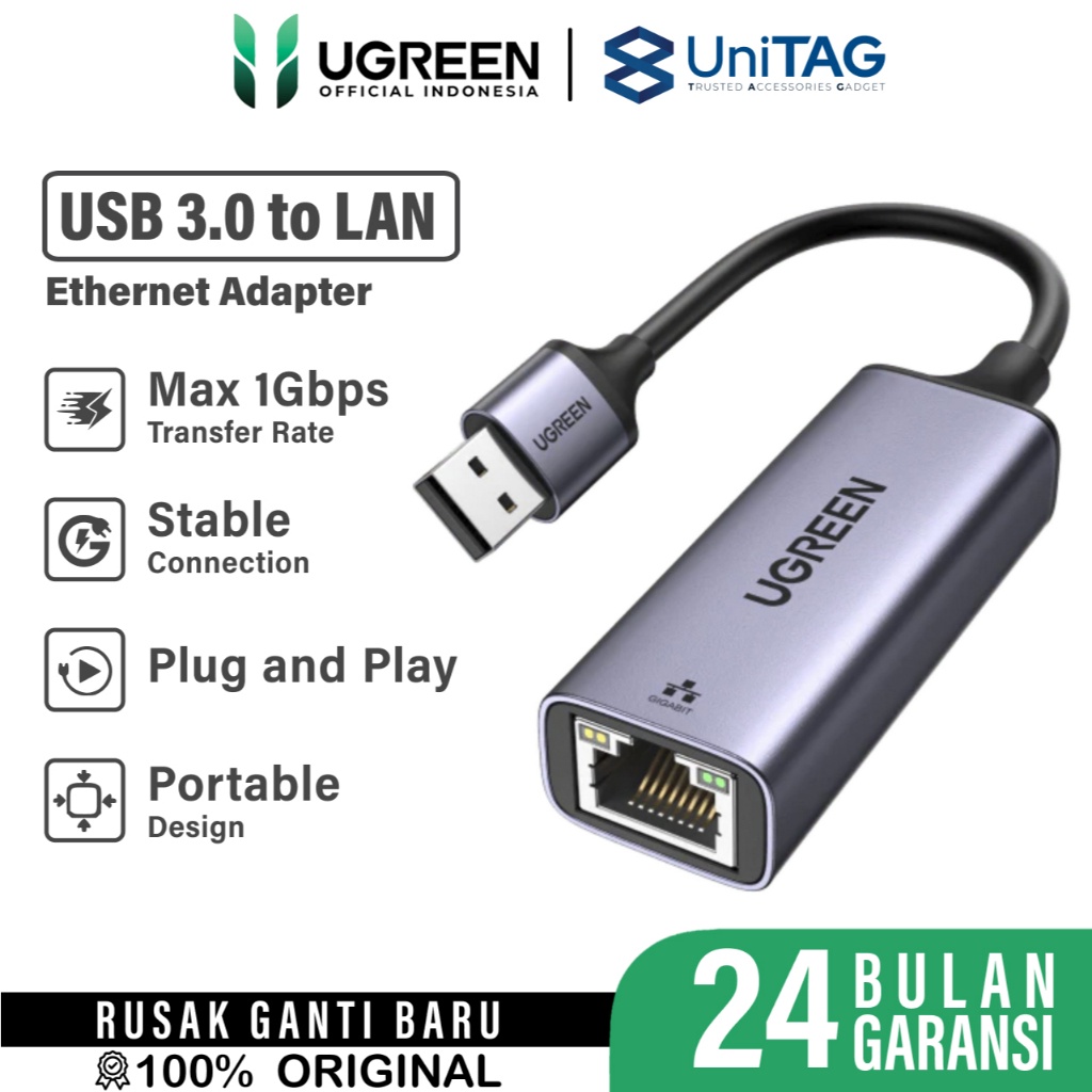 UGREEN Adapter Cable Ethernet USB A / C to LAN RJ45 Fast Internet ...